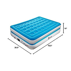 Ciays Camping Air Mattress Queen Size,Air Mattress with Built-in Pump, Elevated Blow Up Mattress with Carrying Bag for Home and Camping, Brown