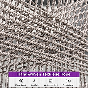 PURPLE LEAF 2 Pieces Counter Height Bar Stools Patio Boho Rattan Barstools Aluminum Woven Bar Chairs with Cushions for Outdoor Kitchen Island Garden