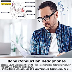 Bone Conduction Glasses with Open-Ear Headphones, Smart Glasses Dual Bluetooth Pairing, Blue Light Glasses Photochromic Lenses, IP6 Waterproof, Hand-Free Calls and Music, Gifts for Dad, Upgraded