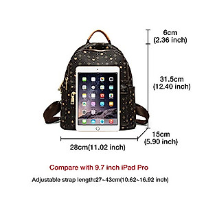 PVC Printing Leather Backpack for Women Women's Fashion Backpack with Adjustable Shoulder Strap Ladies Travel Rucksack, Brown1, One Size