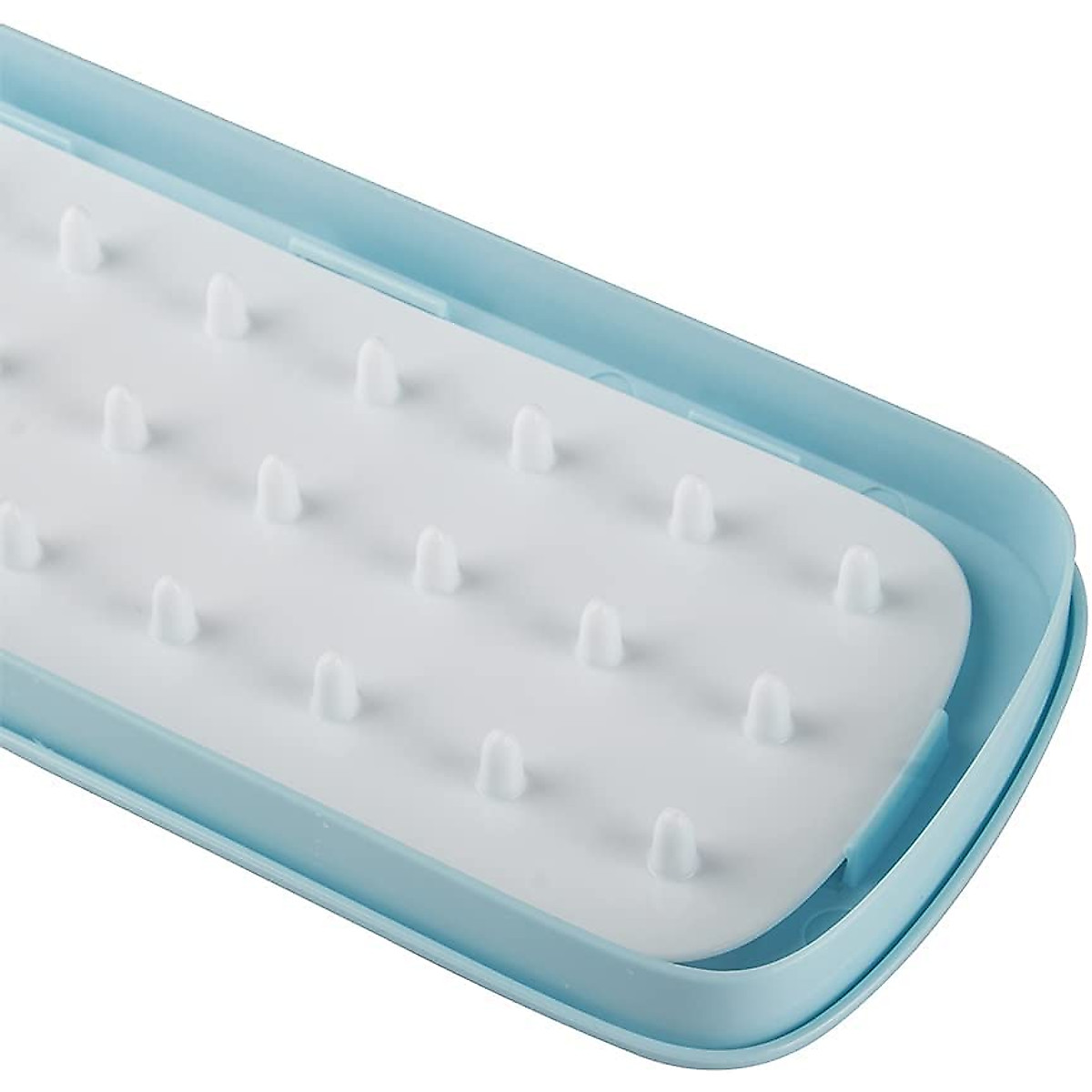 LittleStar Ice Tray with Lid and Bin-Updated Press Plate Easy Release Ice Cubes Double Layers Ice Makers For 48pcs Ice Cubes BPA Free (Blue)