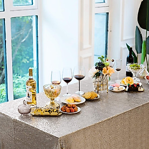 HMQIANG Champagne Sequin Tablecloth 90''x132'' Sparkly Glitter Table Cover Overlays for Wedding Bridal Shower Birthday Party Prom Decorations