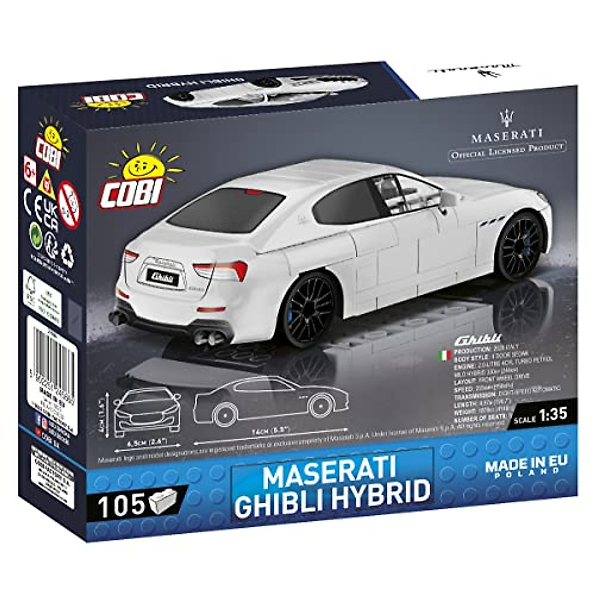 COBI Maserati Collection Maserati Ghibli Hybrid Vehicle, White