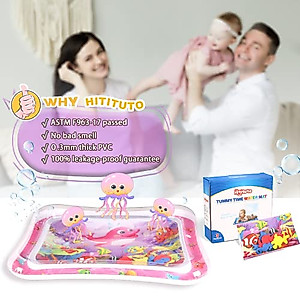 Hitituto Inflatable Tummy Time Mat Premium Baby Water Play Mat Fun Activity Center for Baby's Stimulation Growth and Sensory Development Ideal Infants Toddlers Baby Girls Toy for 3 6 9 12 24 Months
