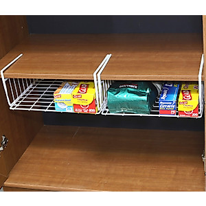 2 Pack - Simple Houseware Under Shelf Basket, White