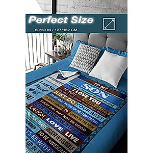 RFHBP Son Gifts from Mom, Gifts for Son from Mom, Throw Blanket 60"X50", to My Son from Mom to Son, Birthday Gifts for Son from Mom, Blankets Perfect Present Ideas for Couch All Season