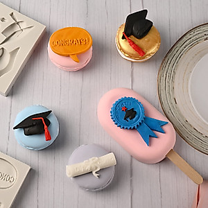 SAKOLLA Graduation Fondant Molds Silicone Doctoral Cap Diploma Candy Chocolate Molds Congrats Grad Congratulations Molds Cake Toppers Party Decorations for 2024 Graduation Celebration