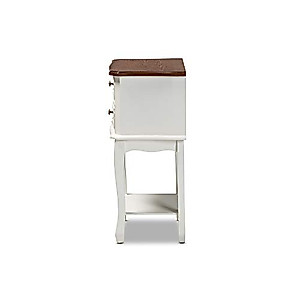 Baxton Studio Darla Classic and Traditional French White and Cherry Brown Finished Wood 2-Drawer Nightstand