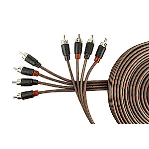 Alphasonik 17 Feet Premium 4 Channel Hyper-Flex RCA Interconnect Signal Patch Audio Cable with X-Radial Twist Wire Technology 100% Oxygen Free Copper Element Certified Multiple Applications FLEX-R44