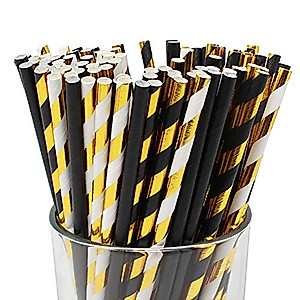 Just Artifacts Premium Disposable Drinking Paper Straws (100pcs, Roaring 20s)