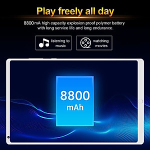 HD Tablet,8in Tablet,Portable Tablet Support Calls,4GB 64GB RAM,Front 200w Rear 800w, 8800mAh Battery Tablet,1920x1200 HD Tablet,Gaming Tablet for Kids Friends