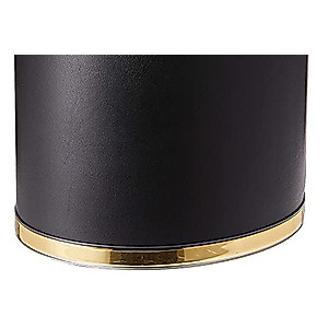 Kraftware Sophisticates Black/Polished Gold Brass Waste Basket with 3/4-Inch Bands and Brass Bumper