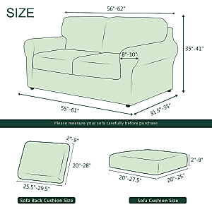 CHUN YI 5 Piece Stretch Loveseat Sofa Cover, 2 Seater Couch Slipcover with Two Separate Backrests and Cushions with Elastic Band, Checks Spandex Jacquard Fabric(Medium,Brick)