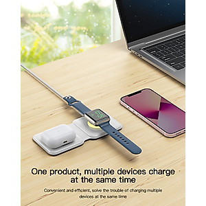 2 in 1 Foldable Wireless Charger, Wireless Charging Station for iPhone 15/14/13/12/11 Pro Max/X/XS, Fast Magnetic Travel Wireless Charging Pad for AirPods 3/2/Pro Apple Watch