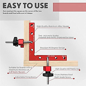 Upgrade Relitec R 90 Degree Corner clamp, clamping square, Right Angle Clamp, Positioning Squares 4 Aluminum Alloy Squares (14cm/5.5")+ 8 Clamps Woodworking Tools for Frame Cabinet