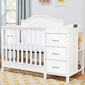 DaVinci Charlie 4-in-1 Convertible Mini Crib and Changer Combo in White, Greenguard Gold Certified