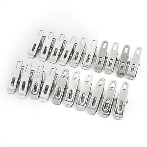 Metal Clothespins Hanging Clothes Flat Clips Pins 20 Pcs Silver Tone