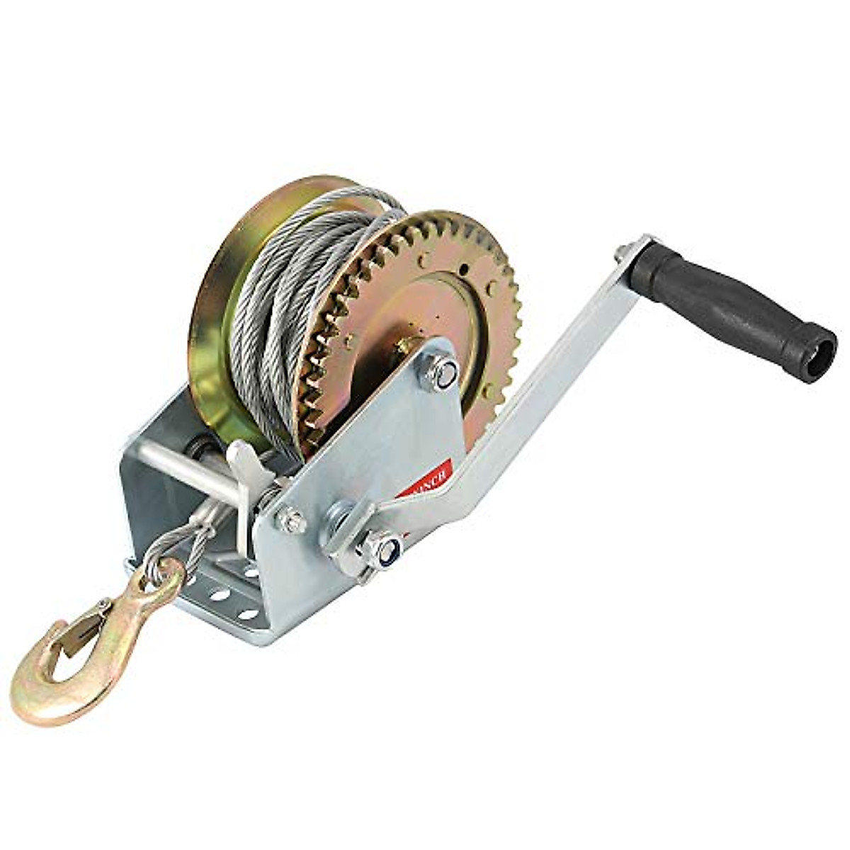 ZOENHOU 1600lbs Capacity Heavy Duty Hand Winch with 49FT / 15m Steel Cable, Hand Crank Winch, Boat Trailer Winch Manual Winch with Hook and Gear Grease, for Pulling Boat Trailer Truck