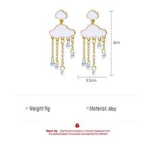 Cute Cloud Earrings Dangle for Women Crystal Zirconia Raindrop Teardrop Tassel Earrings Drop Silver Gold Prom Earrings Jewelry Gift