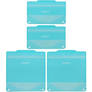 Cuisinart Reusable Food Storage Bags, 4 Pack Teal - Includes 2 Small and 2 Medium Bags