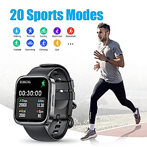 Joombonpia Smart Watch for Android Phones iPhone Compatible 1.71''Touch Screen Fitness Tracker with Heart Rate Blood Oxygen Sleep Monitor IP68 Waterproof Smart Watches for Men(Black)