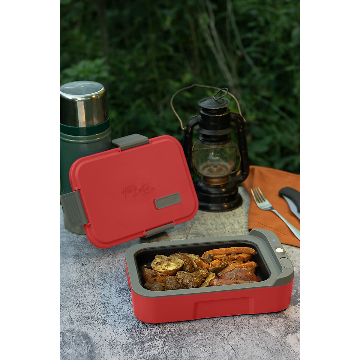 Hot Bento – Self Heated Lunch Box and Food Warmer – Battery Powered, Portable, Cordless, Hot Meals for Office, Travel, Jobsite, Picnics, Outdoor Recreation, Kitchen Meal Prep - Hot Red