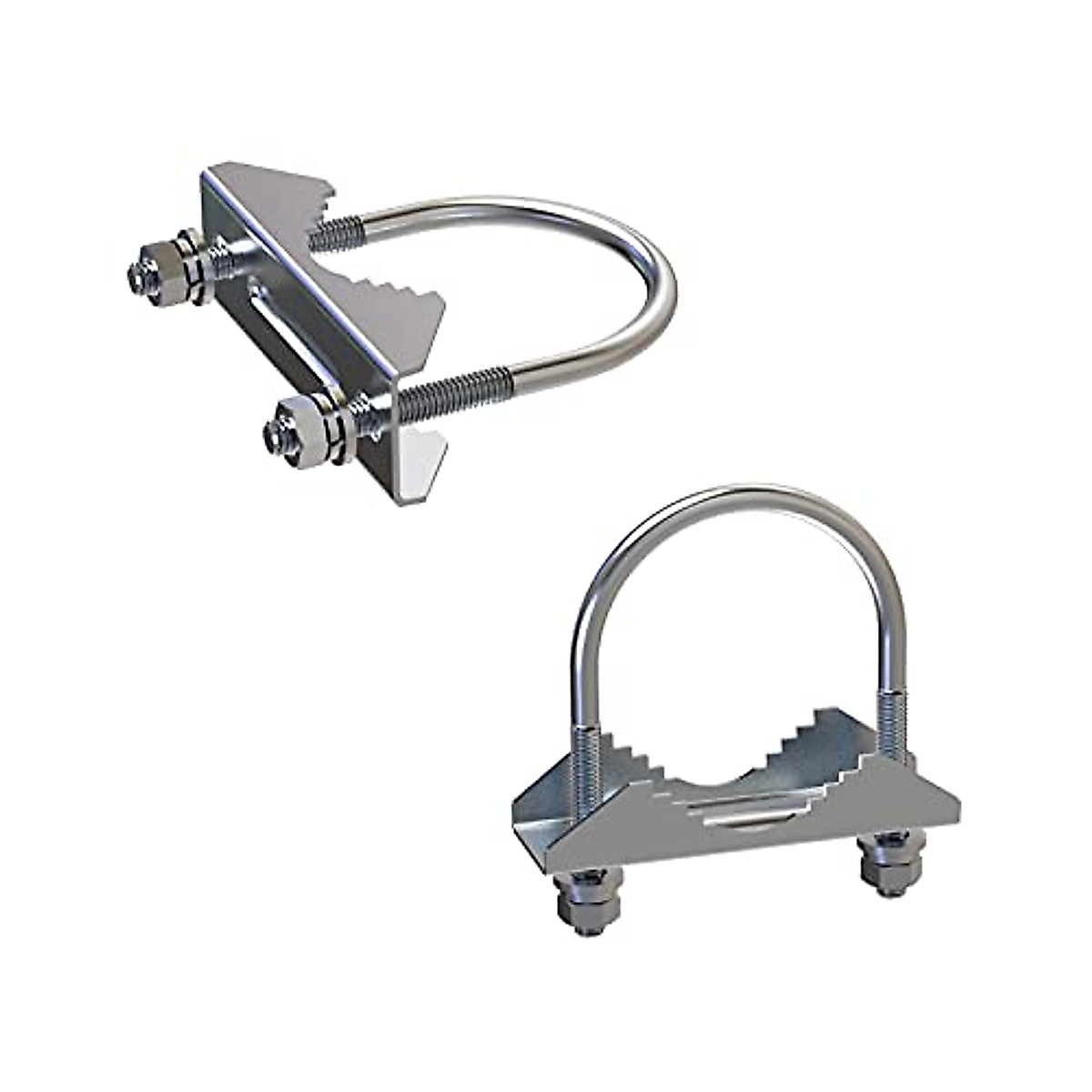 Aimeboost 2 PCS Stainless Steel Antenna Mount Clamp U-Bolt Mounting Hardware（All Nuts and gaskets are Made of Stainless Steel） Antenna Mast Clamp V Jaw Bracket Accessories for Outside Home Antenna