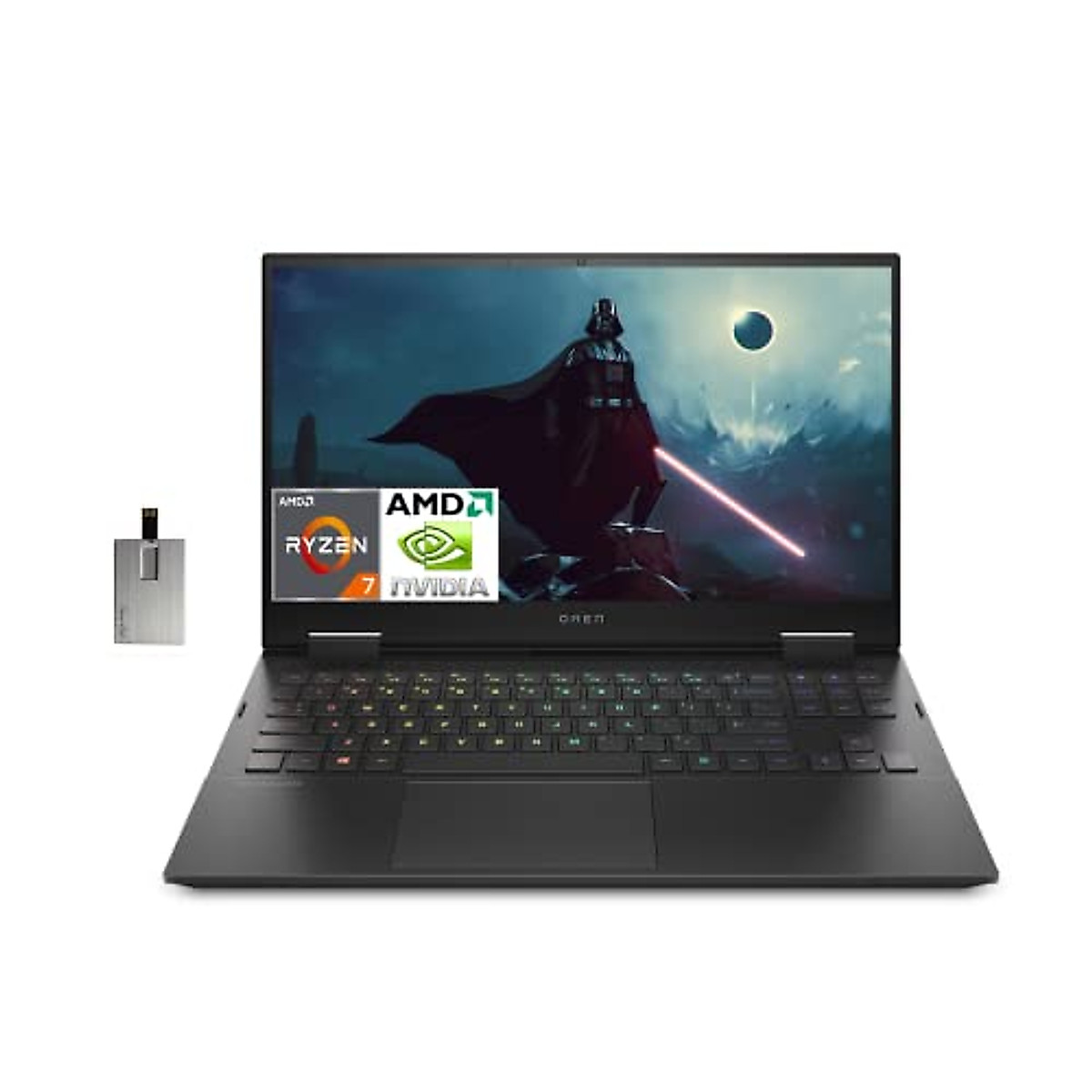 HP 2022 OMEN Gaming 15.6" 144Hz FHD Laptop, AMD R7-5800H (Beats i7-10870H), 16GB RAM, 1TB PCIe SSD, Backlit Keyboard, GeForce RTX 3070 Graphics, HD Webcam, Win10, Black, 32GB USB Card