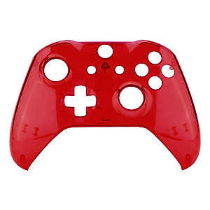 eXtremeRate Transparent Crystal Clear Red Faceplate Cover for Xbox One Wireless Controller (Model 1708), Custom Case Front Housing Shell for Xbox One S X Controller - Controller NOT Included