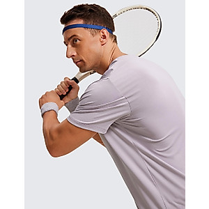 CRZ YOGA Men's Cotton Polyester Short Sleeve T-Shirt Classic Fit Casual Workout Tops Soft Premium Tee Iced Iris X-Large