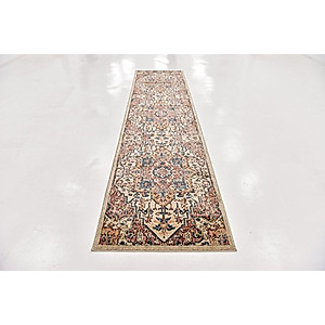 Unique Loom Oslo Collection Distressed Botanical Medallion Beige Runner Rug (3' x 13')