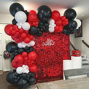 Red and Black Balloons Kelfara 80Pcs 12 inch Matte Black Red White and Confetti Latex Balloon Bulk for Birthday Party Bridal Shower Wedding Engagement Anniversary Bachelor Theme Graduation Decorations