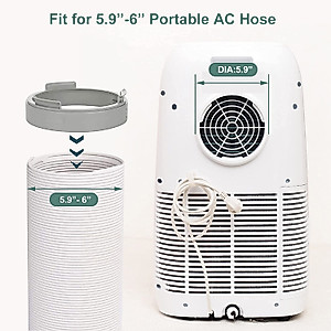 Gudoread 5.9 inch / 6 inch Portable Air Conditioner Exhaust Hose Coupler, AC Unit Tube Connector Air Conditioning Accessories and Parts Window Adapter (Round)