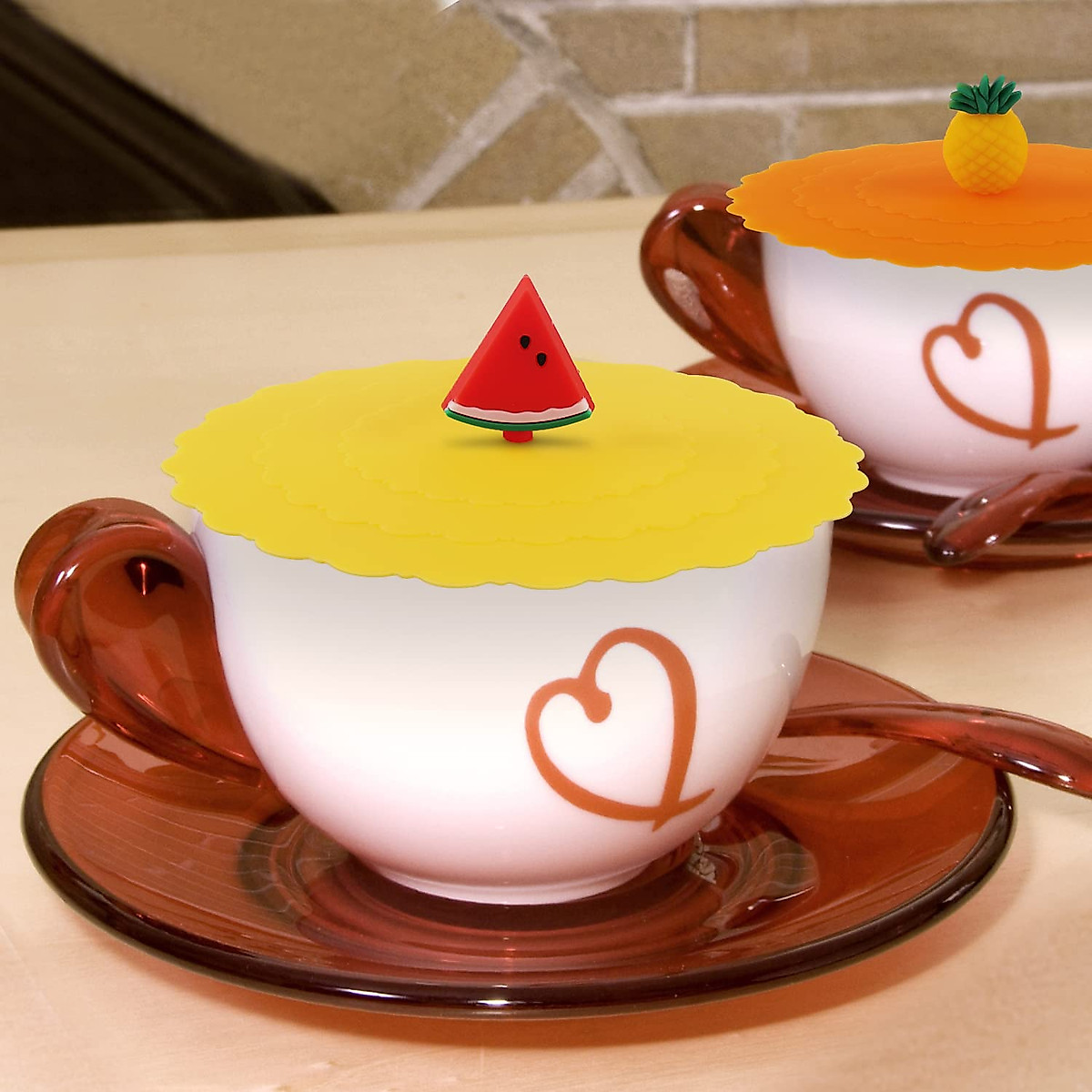 KINBOM 8pcs Silicone Mug Lid Cover, Colorful Anti-Dust Silicone Mug Cover Cute Reusable Silicone Lids for Cups Mugs Beer Glasses Outdoors & Indoors