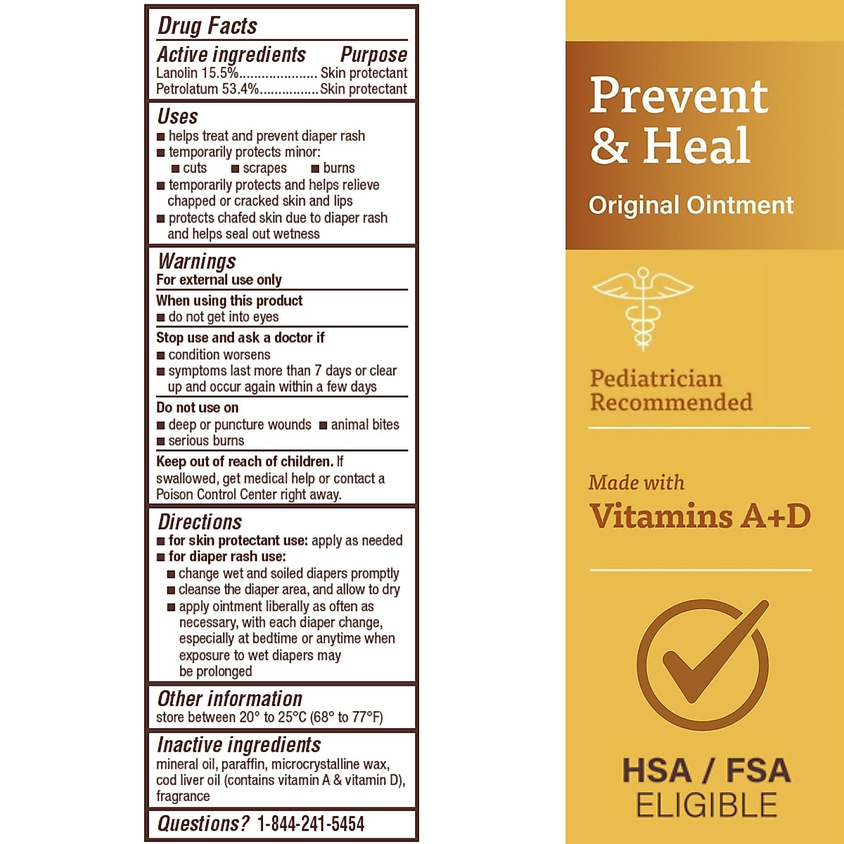 A+D Original Diaper Rash Ointment, Baby Skin Protectant With Lanolin and Petrolatum, Seals Out Wetness, Helps Prevent Diaper Rash, 1.5 Ounce Tube, Packaging May Vary