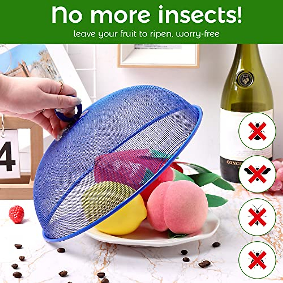 Metal Food Tent Mesh Food Covers Outdoor Food Covers Round Food Nets for Outdoors Reusable Fruit Cover Against Fruit Flies for Table Picnic Camping (8 Pcs)