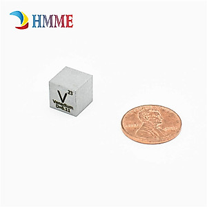 Pure Metal Vanadium Periodic Table Cube 10mm 0.39" 6.2g V 99.9% Vanadium Cube