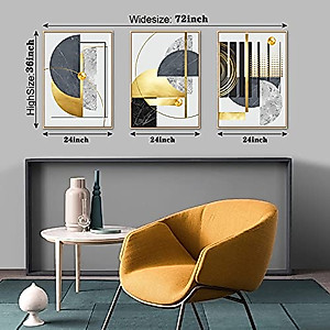 MOUDAMION Black Gold Canvas Wall Art, 3Pcs Large Abstract Canvas Wall Art Gold Frame Wall Quotes Painting Luxury Nordic Art Poster for Living Room Office 24x36inch