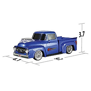 QFX Bluetooth 1956 Pickup Truck Replica Speaker, 3-inch Speakers, Hands Free Link, Built-in Microphone, FM Radio and LED Party Lights, Blue - BT-1956 BL