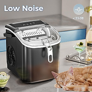 Ice Maker Countertop Self-Cleaning Portable Compact Small Mini Ice Machine with Handle,9 Bullet Ice Cubes in 6 Mins,26Lbs/24H, Bullet Ice Maker with Scoop and Basket for Home Indoor Outdoor Camping