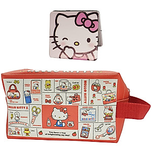 Kitty Travel Cosmetic Bag, Large Capacity Cartoon Cosmetic Pouch Makeup Bag with Zipper, PU Travel Toiletry Bag Makeup Accessories Organizer, Foldable Storage Bags Makeup Pouch for Women Girls