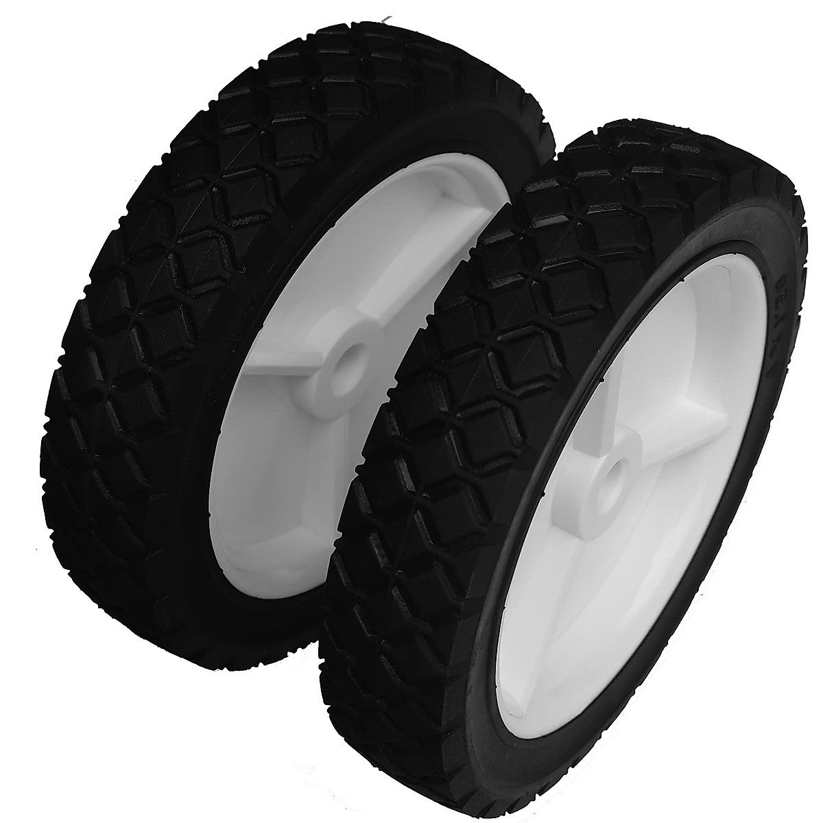 Zweipappel Pair of Wheels Universal Replacement for Lawn Mower and Carts, 7x1.50 Rubber Wheels Width:1.26-Inch/32mm