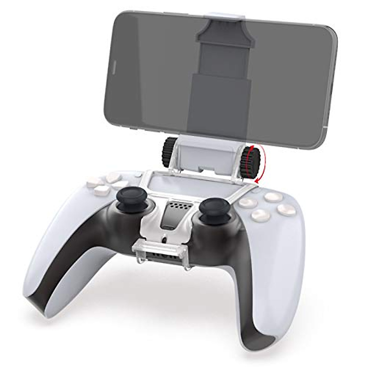 PS5 Controller Mobile Gaming Clip, PS5 Controller Phone Mount Adjustable Phone Holder Clamp, White
