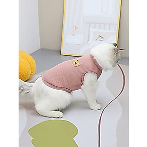 Milumia Pet Cute Outfits for Small Medium Dogs Cats Clothes Bear Patched Dog T Shirts Pink Medium