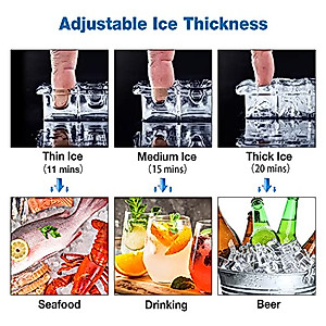 COWSAR Ice Maker Machine Countertop, 2 Ways to Add Water, 45 Lbs/24H, 24 Pcs/13 Mins, Adjustable ice thicknes, Self-Cleaning Portable Ice Maker with Ice Scoop & Basket