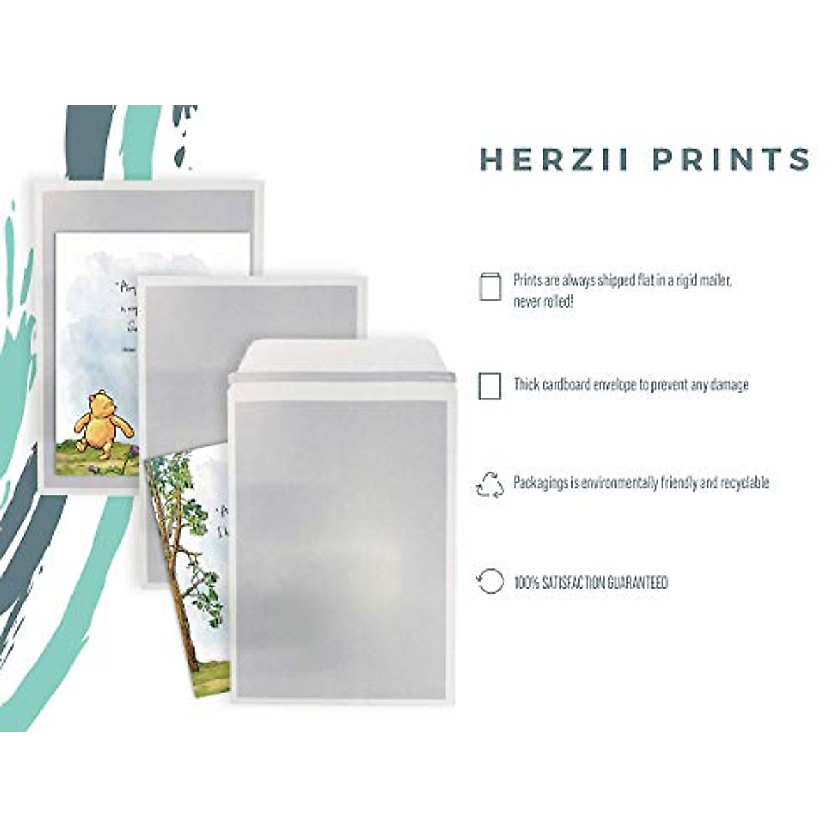 HerZii Prints Classic Winnie The Pooh Wall Art Decorations Set of 6 8x10 inch - Nursery Playroom Home Decor - Baby Shower Decorations