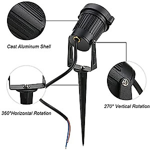 Youngine 12V Outdoor LED Lawn Light Lamps Landscape Spotlight 5W COB Garden Patio Wall Yard Path Decorative Lighting with Spiked Stand, Pack of 2 (Cool White),NO Plug