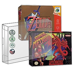 MALKO 10 Pack Video Game Protector Compatible with: SNES & N64 Game Box | Clear Plastic Sleeve Cover