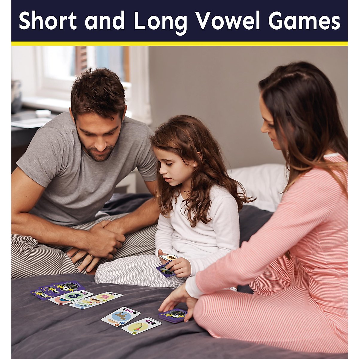 THE BAMBINO TREE WOWELs Phonics and Vowel Sounds Card Game - Learn to Read Kindergarten 1st 2nd Grade Learning - Short Vowel CVC Words and Long Vowel Matching Game 2-8 Players