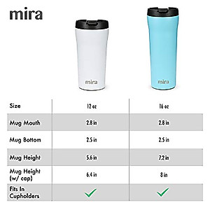 MIRA 12 oz Stainless Steel Insulated Travel Mug for Coffee & Tea - Vacuum Insulated Car Tumbler Cup with Spill Proof Twist On Flip Lid - Thermos Keeps Drinks Steaming Hot or Ice Cold - Gray Satin